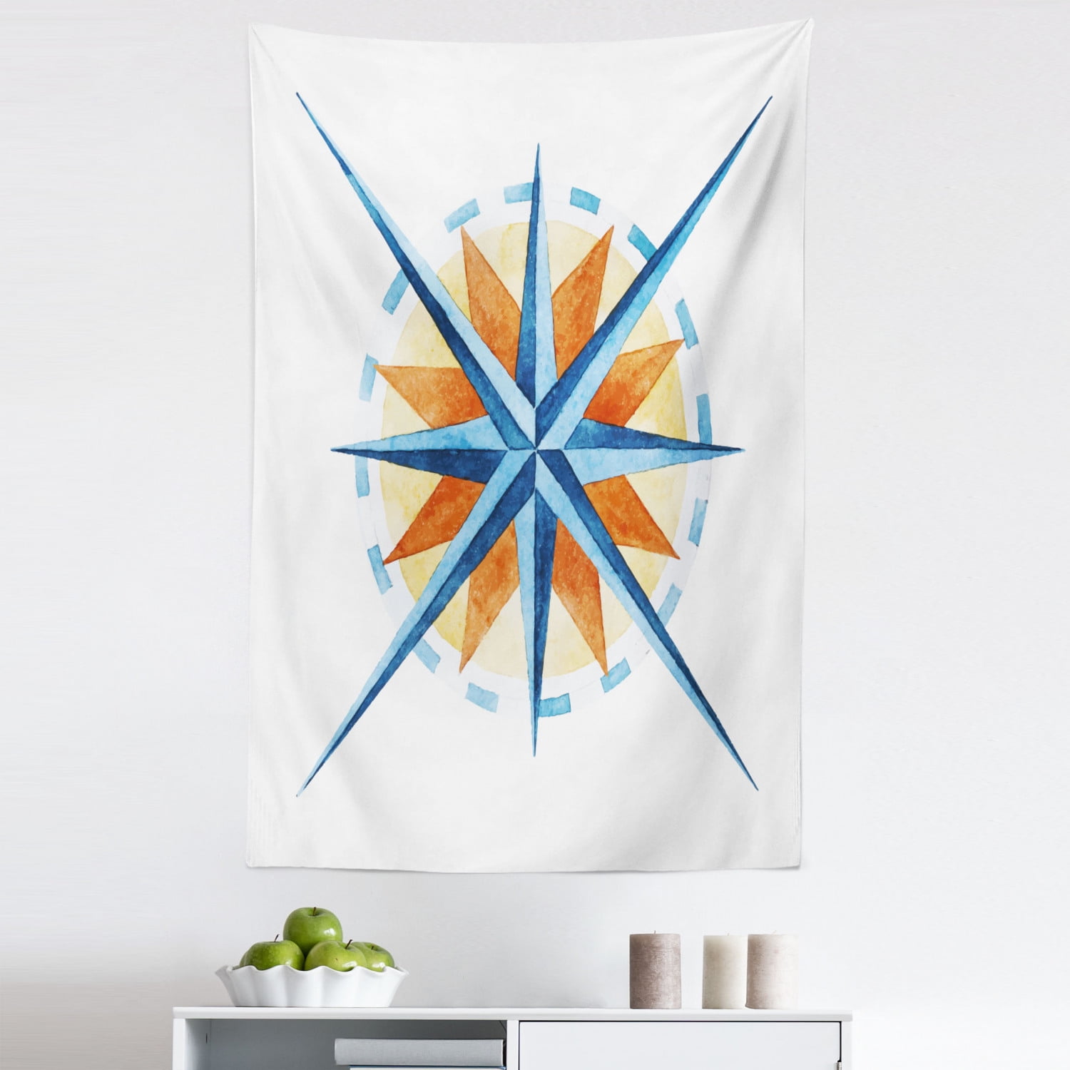 Compass Tapestry, Watercolor Directions North South East West Windrose ...