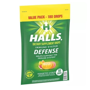Halls Defense Vitamin C Drops Sugar Free Assorted Citrus 25 Each (Pack ...