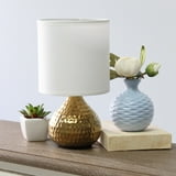 Simple Designs Hammered Gold Drip Mini Table Lamp with White Shade ...
