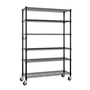 CAIHONG 5-Tier Commercial Grade Heavy Duty Wire Shelving with Wheels ...