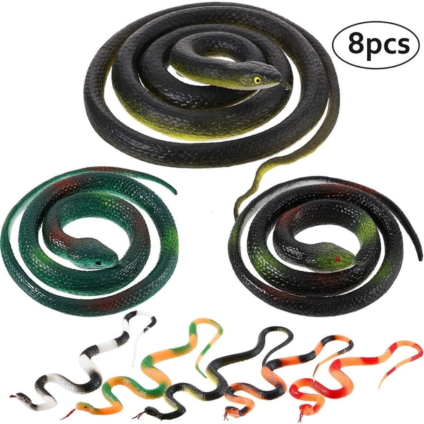 8 Pieces Large Rubber Snakes Realistic Fake Snakes Black Mamba Snake ...