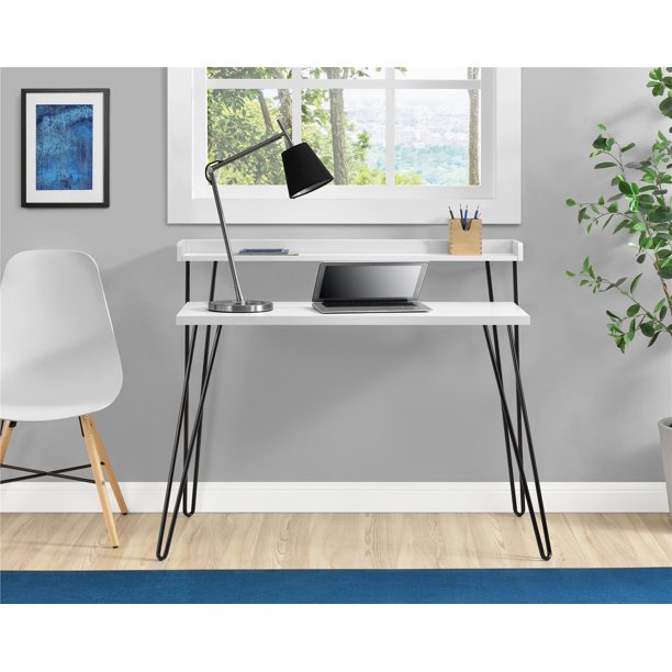 Mainstays Griffin Retro Computer Desk with Riser, White - Walmart.com