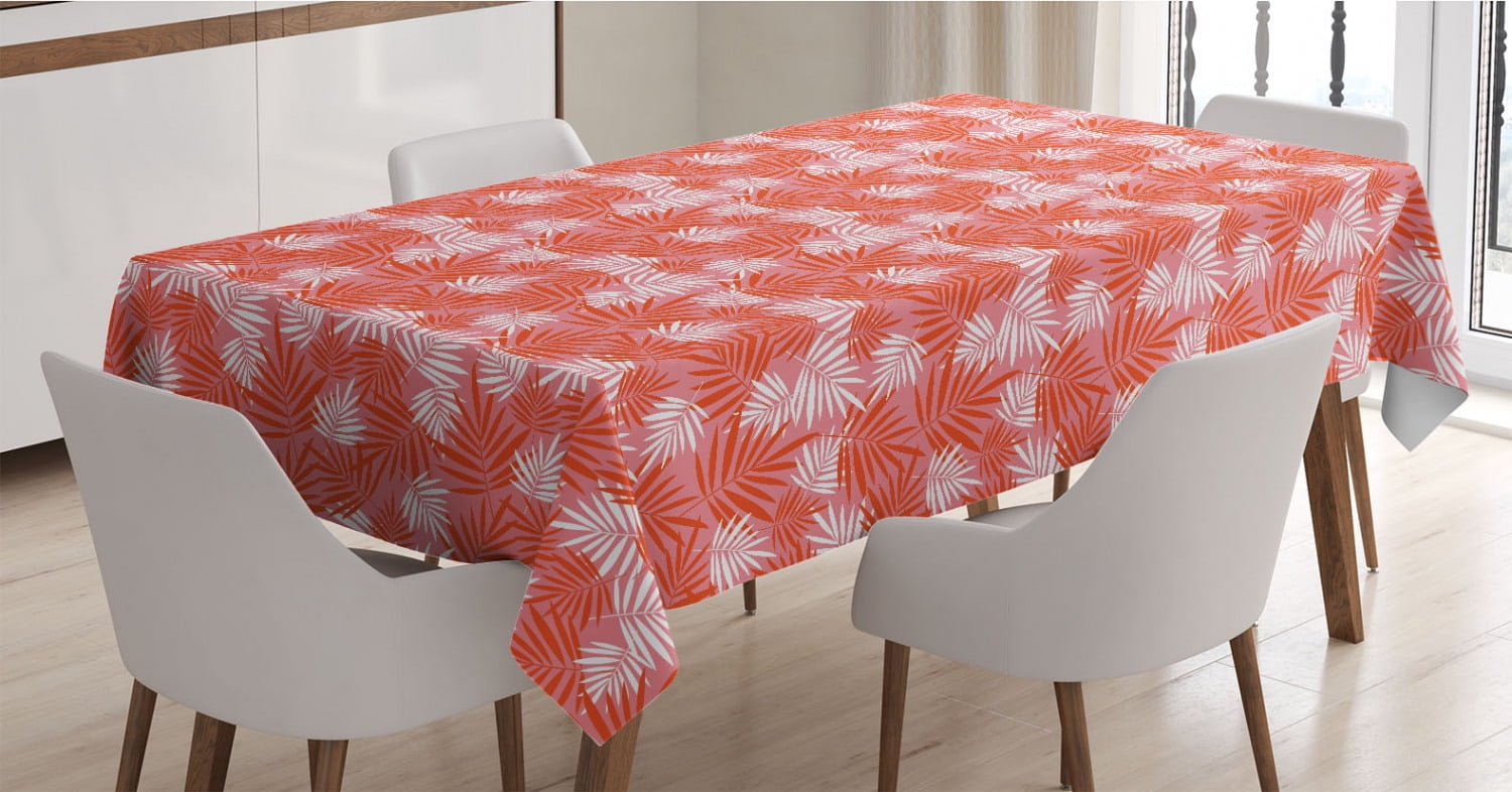 Exotic Tablecloth, Vibrant Palm Leaves Long Tropical Botany Items ...