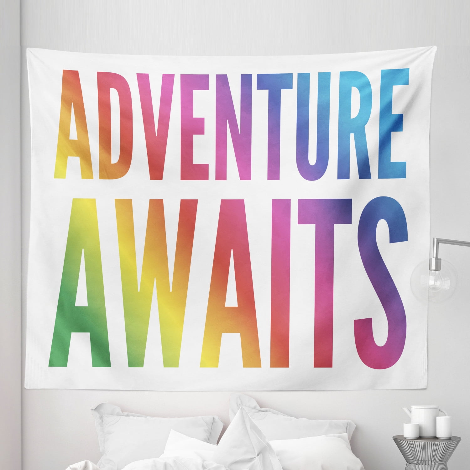 Saying Tapestry, Contemporary Typographic Image of Lettering in Rainbow ...