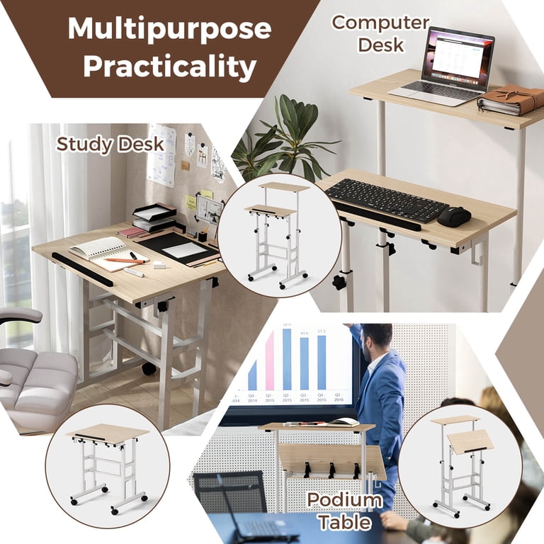 360?? Portable Adjustable Lectern Presentation Podium Stand With Laptop ...