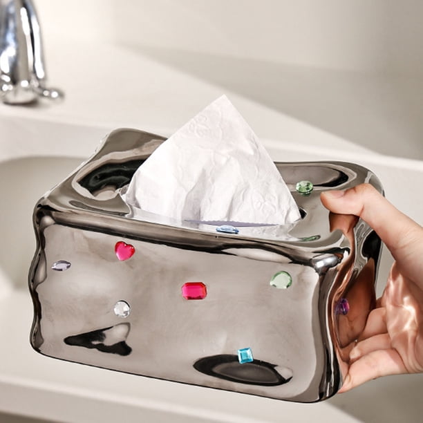 Tissue Box Holder, Robust Elegant Ceramic Tissue Dispenser Case No ...