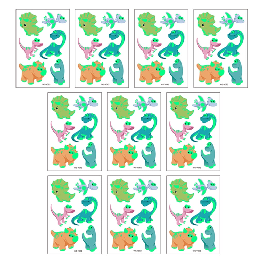TureClos 10pcs Temporary Dinosaur Tattoo Sticker Luminous Glow Paste ...