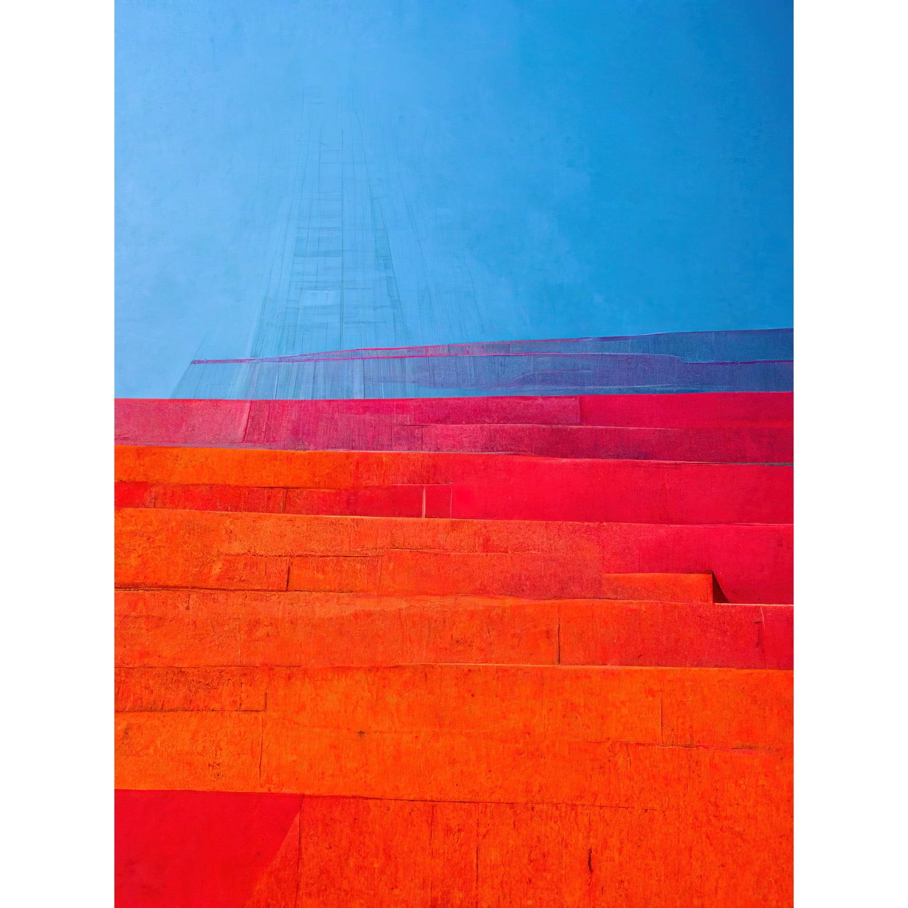 Abstract Minimalist Steps Painting Blue Purple Pink Orange Red Unframed ...