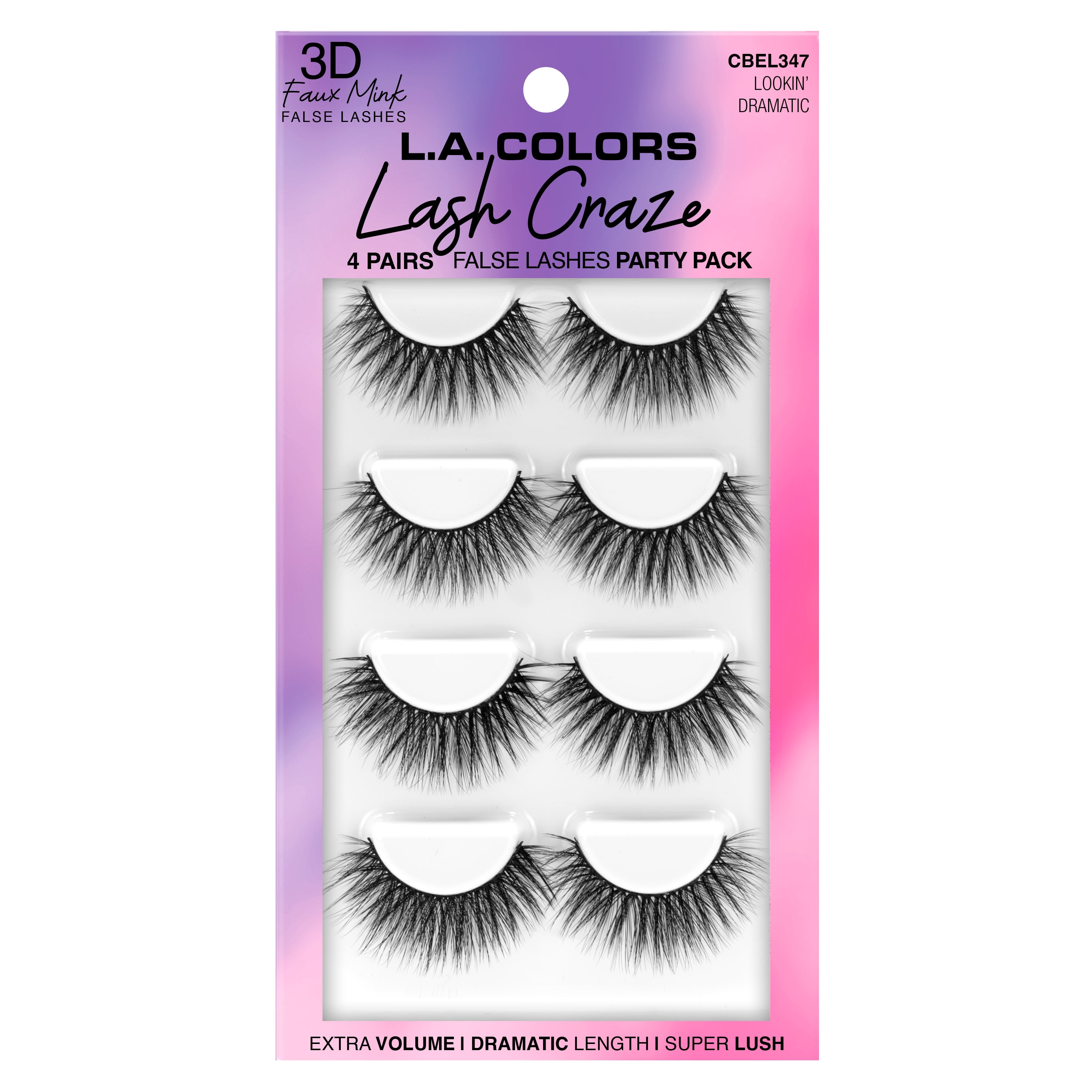 L.A. COLORS Eyelash, Lash Craze, Lookin' Dramatic, 4 pairs - Walmart.com