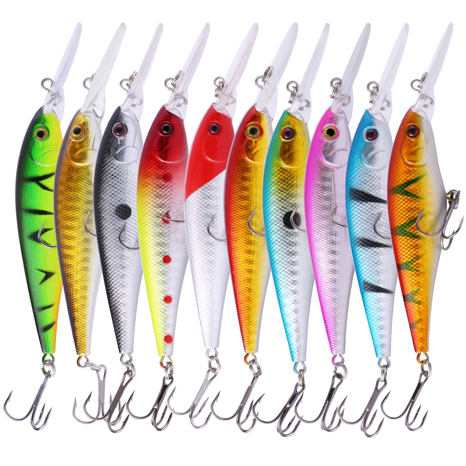 Sougayilang 10 Pack Minnow Fishing Lure Fishing Wobblers Crankbait ...