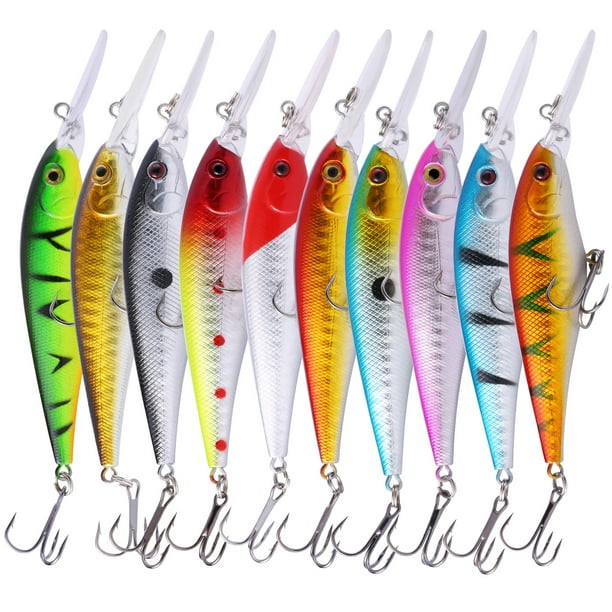 Sougayilang 10 Pack Minnow Fishing Lure Fishing Wobblers Crankbait Minnows Hard Baits - Walmart.com