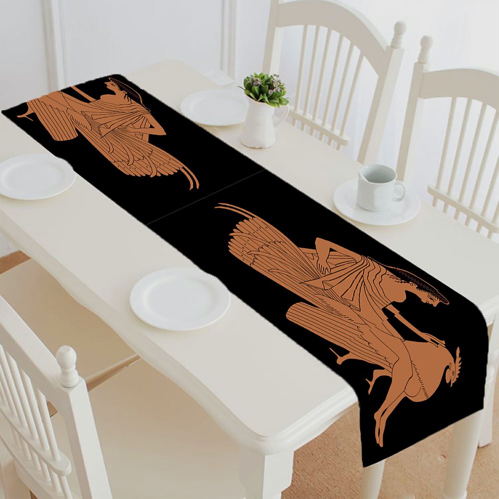 ABPHQTO Handsome Man Astride Rooster Ancient Greek Folk Table Runner ...