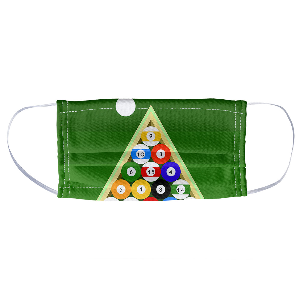Billiard Balls and Triangle Pool Table 1-Ply Reusable Face Mask ...