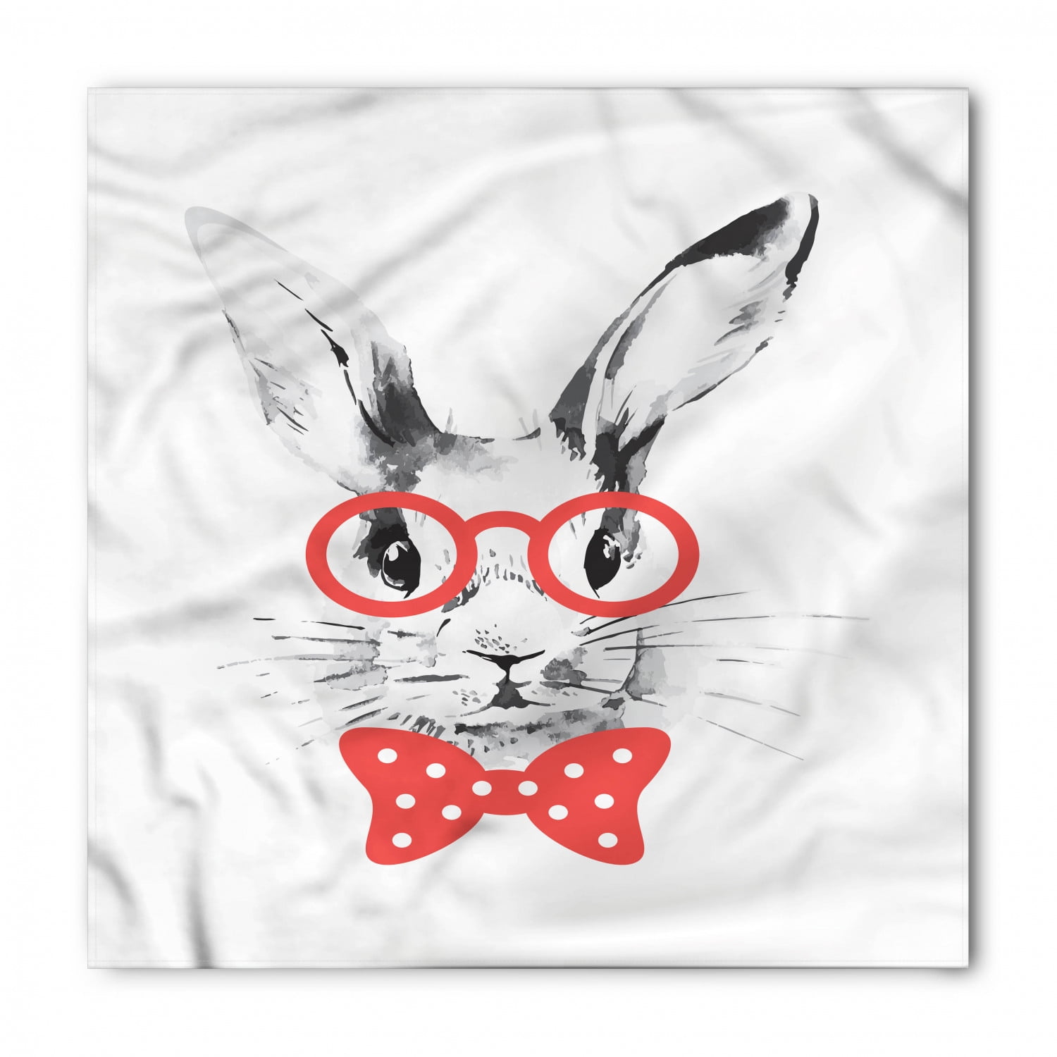 Bunny Bandana, Nerdy Rabbit with Eyeglasses, Unisex Head and Neck Tie ...
