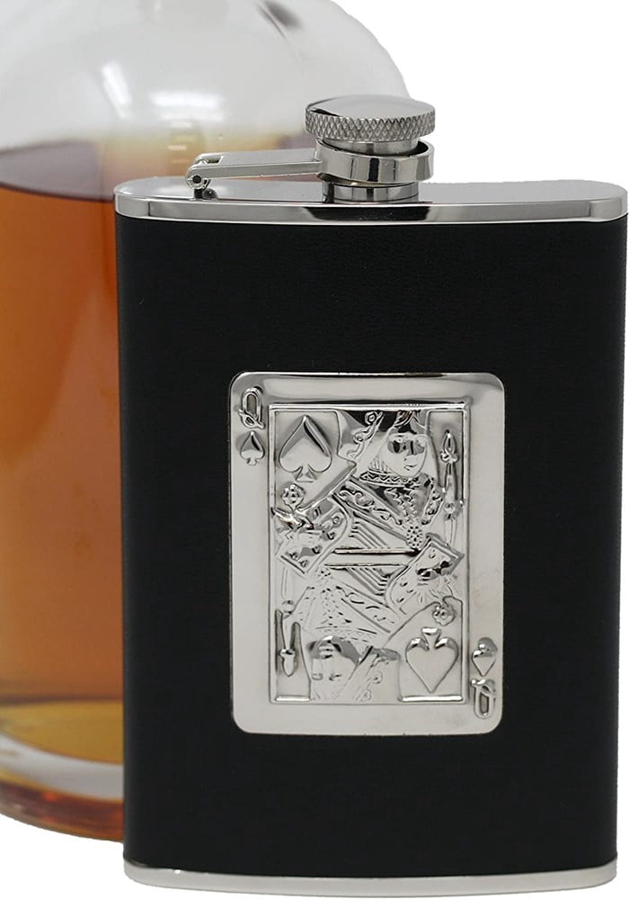 Stainless Steel Pocket Alcohol Liquor Flask Wrapped in Faux Leather ...