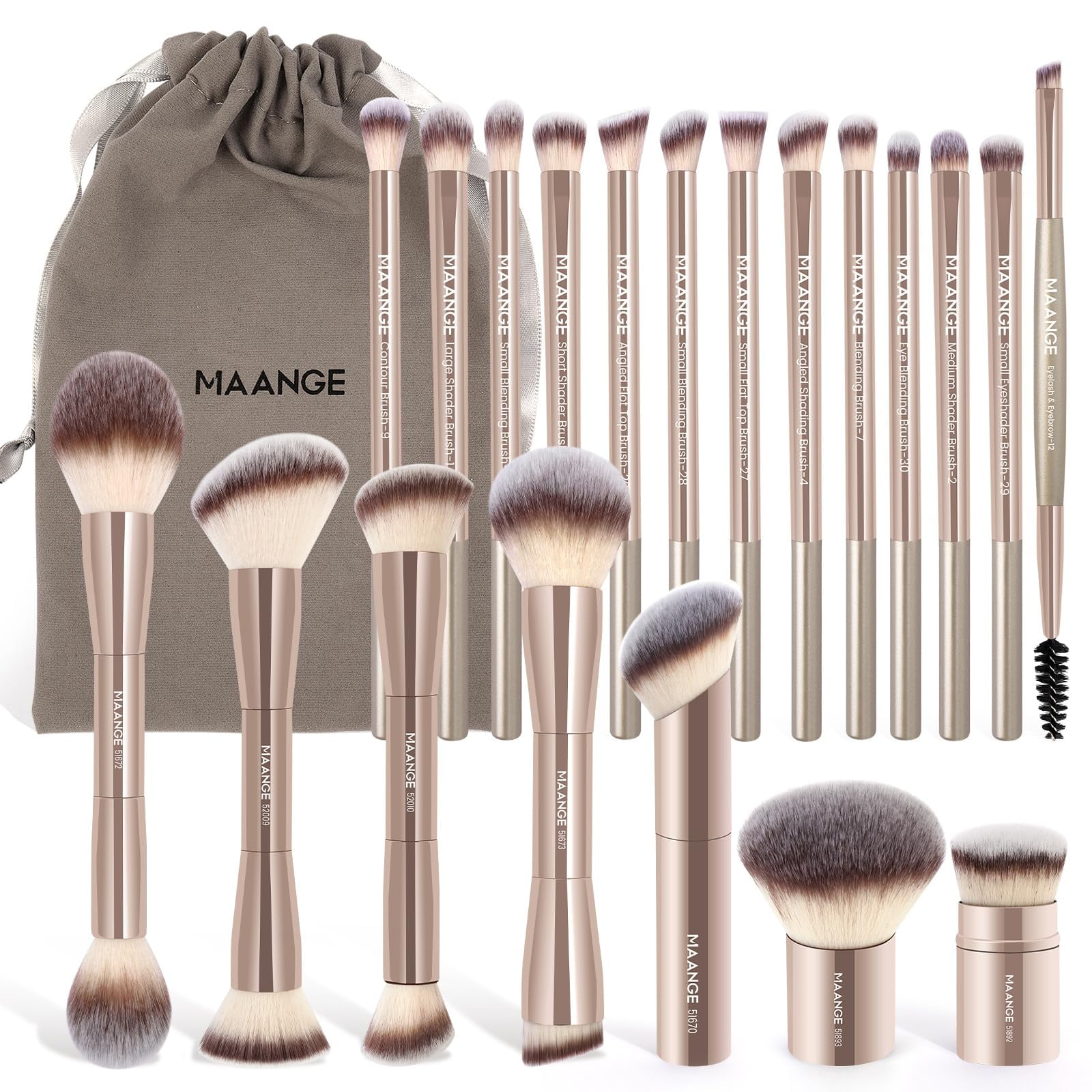 Set de brochas de maquillaje MAANGE Foundation, 20 unidades, con bolsa ...