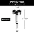 1-1/2 Inch Forstner Bit, BASYNOL Forstner Drill Bit for Wood by Round ...