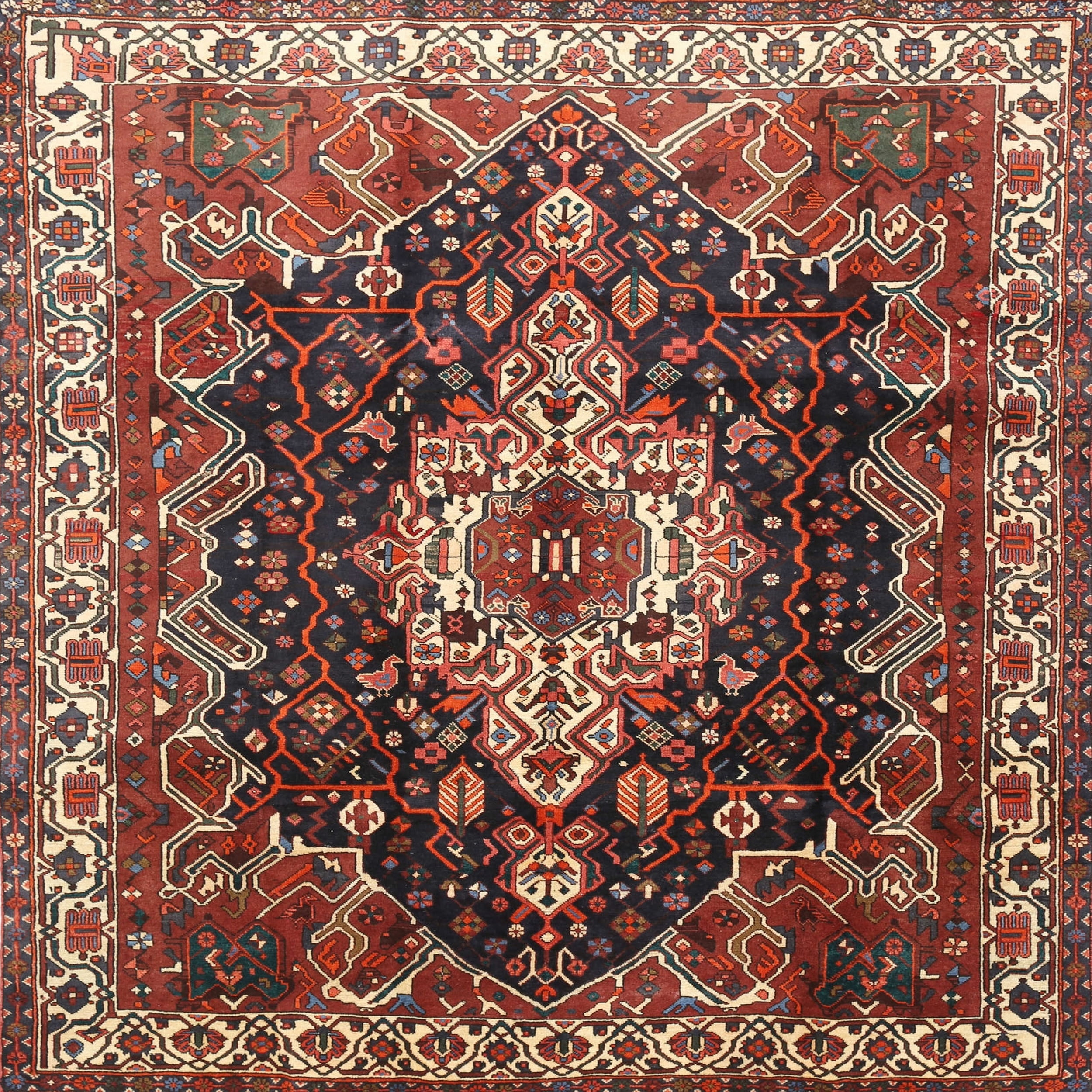 Ahgly Company Indoor Square Traditional Saffron Red Persian Area Rugs ...