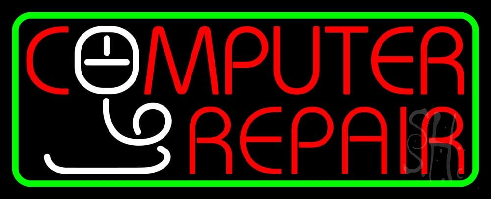 Computer Repair Withmouse LED Neon Sign 10 x 24 - inches, Clear Edge ...