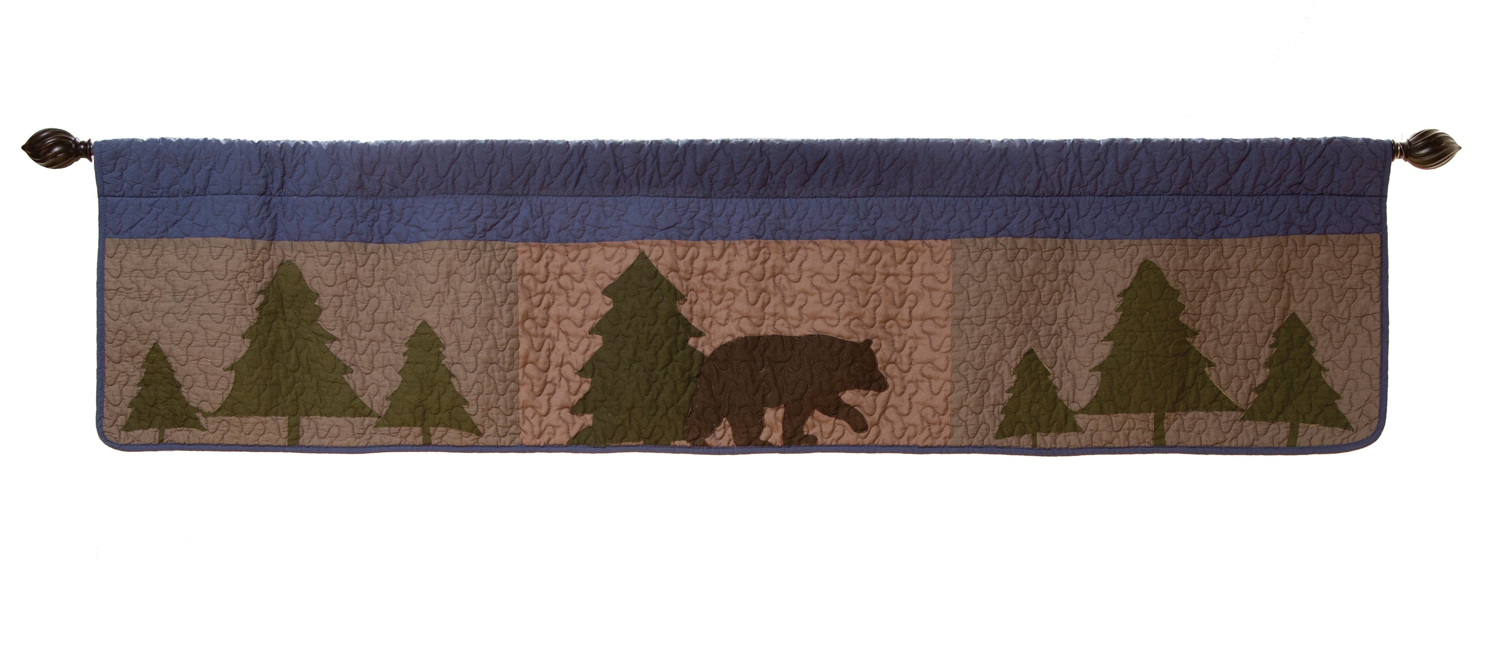 Carstens Bear & Basket Rustic Cabin Quilted Window valance 69x15 ...