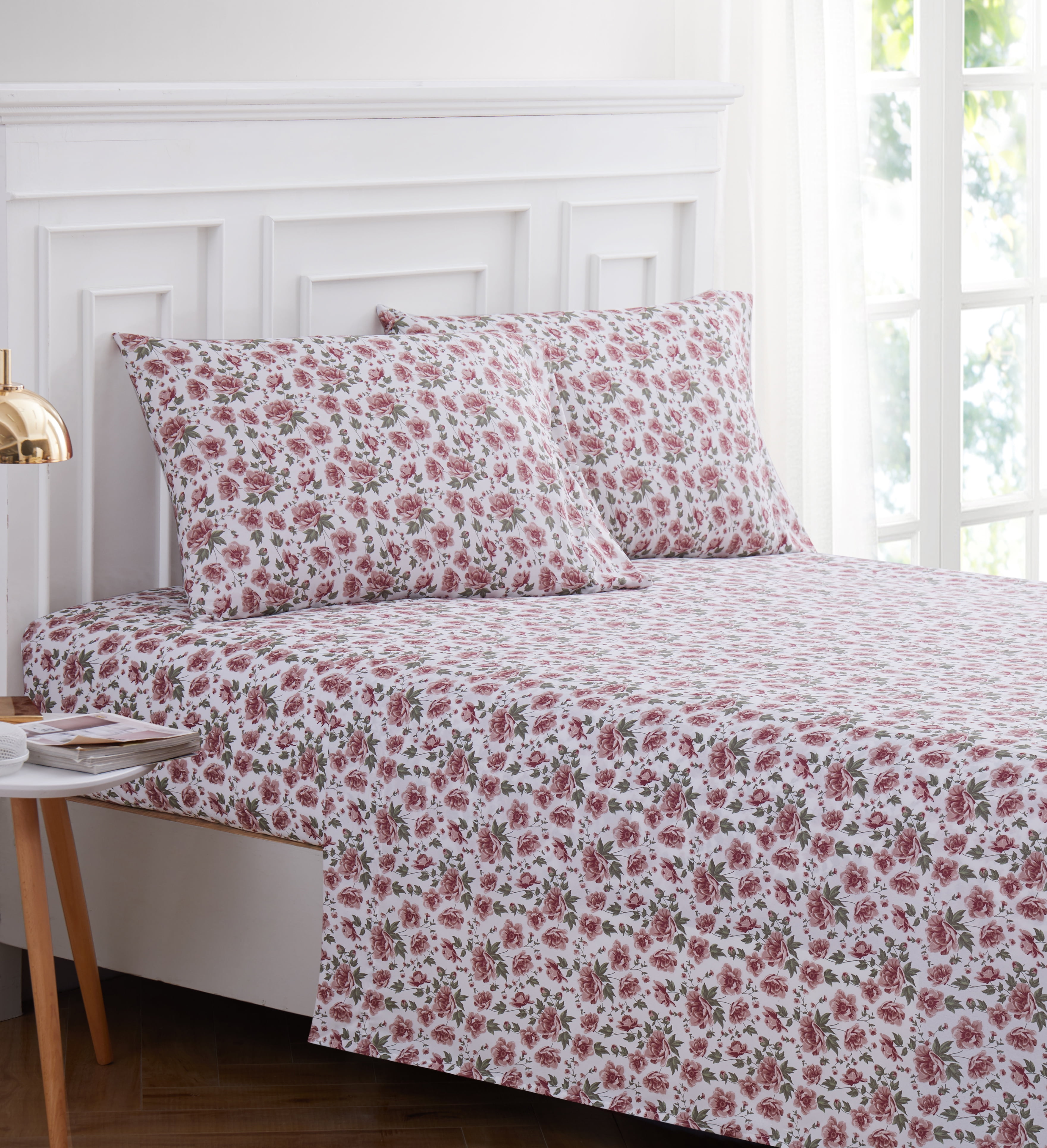 Pink Roses 4-piece Sheet Set Full - Walmart.com