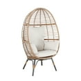 Iwicker Steel Wicker Egg Chair Outdoor Indoor Lounger with Stand and ...