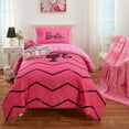 Barbie Kids Twin Bed-in-a-Bag, Comforter and Sheets, Pink Chevron ...