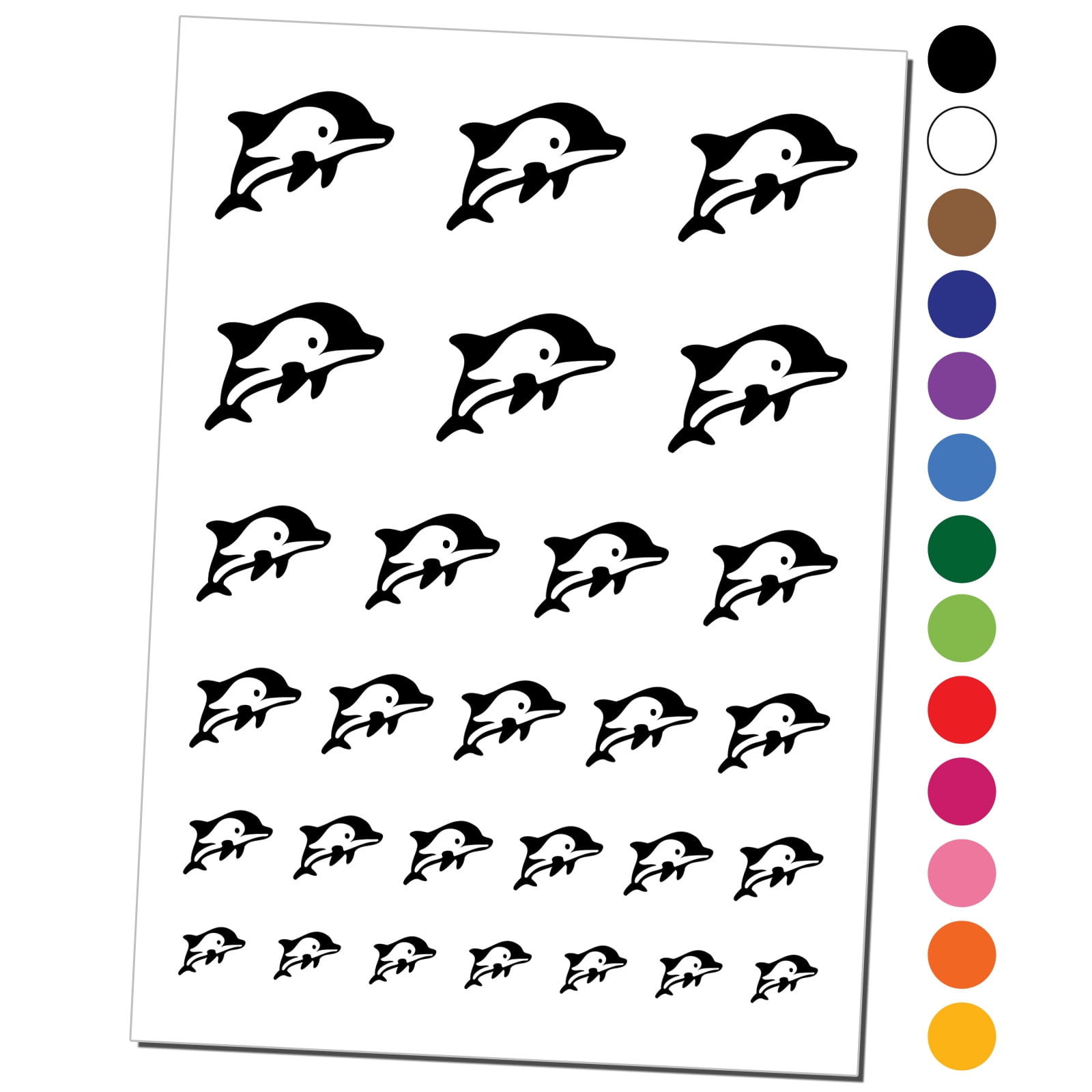 Cute Chibi Striped Dolphin Water Resistant Temporary Tattoo Set Fake ...