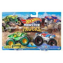 Hot Wheels Monster Trucks 1:64 Scale Demolition Doubles, Motosaurus vs Mega Wrex - Walmart.com