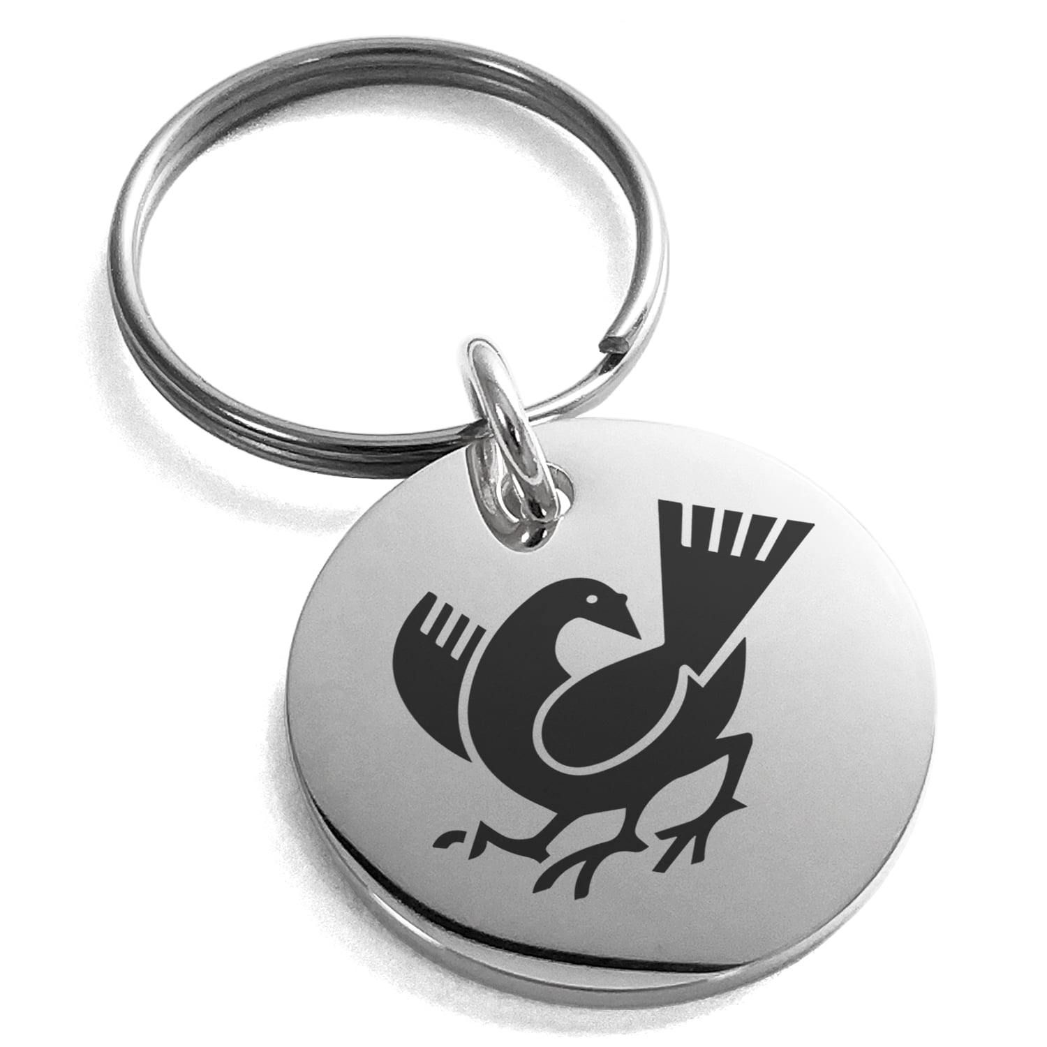 Stainless Steel Yata Crow Kamon Crest Engraved Small Medallion Circle ...