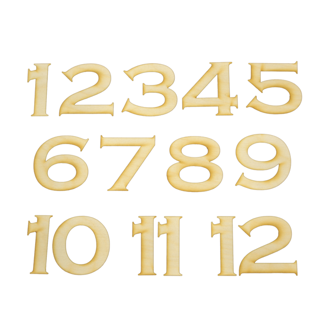 Unfinished Wood Clock Number Set in Copperplate Gothic Bold Font (2.5 ...