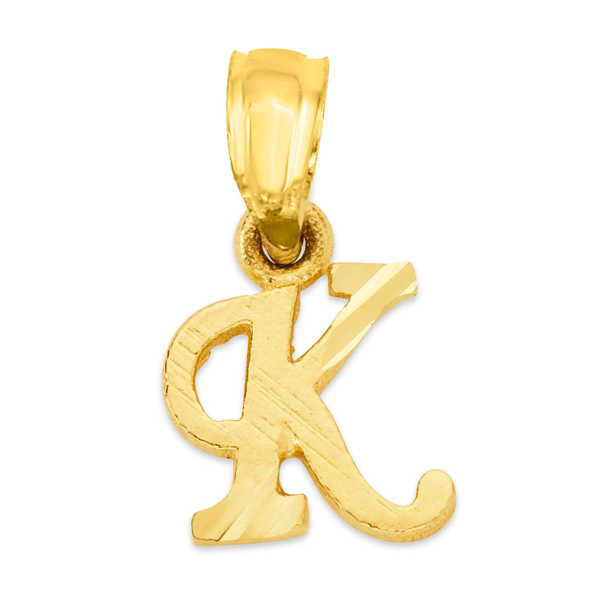 Dainty 14k Solid Gold K Initial Pendant Necklace with 18" Rolo Chain ...