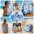 Blue Beach Coastal 2-in-1 Beach Towel Backpack, Quick Dry Beach Towel ...
