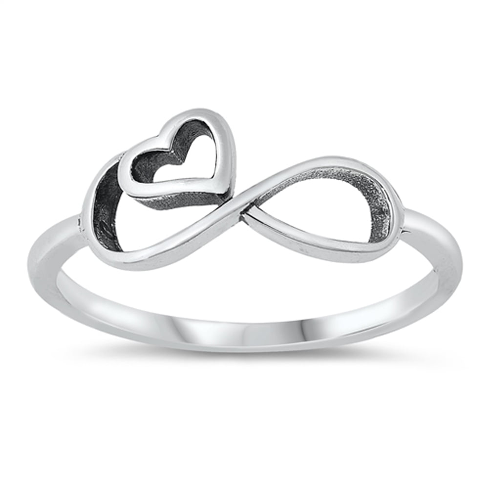 Infinity Heart Love Promise Ring .925 Solid Sterling Silver Band ...