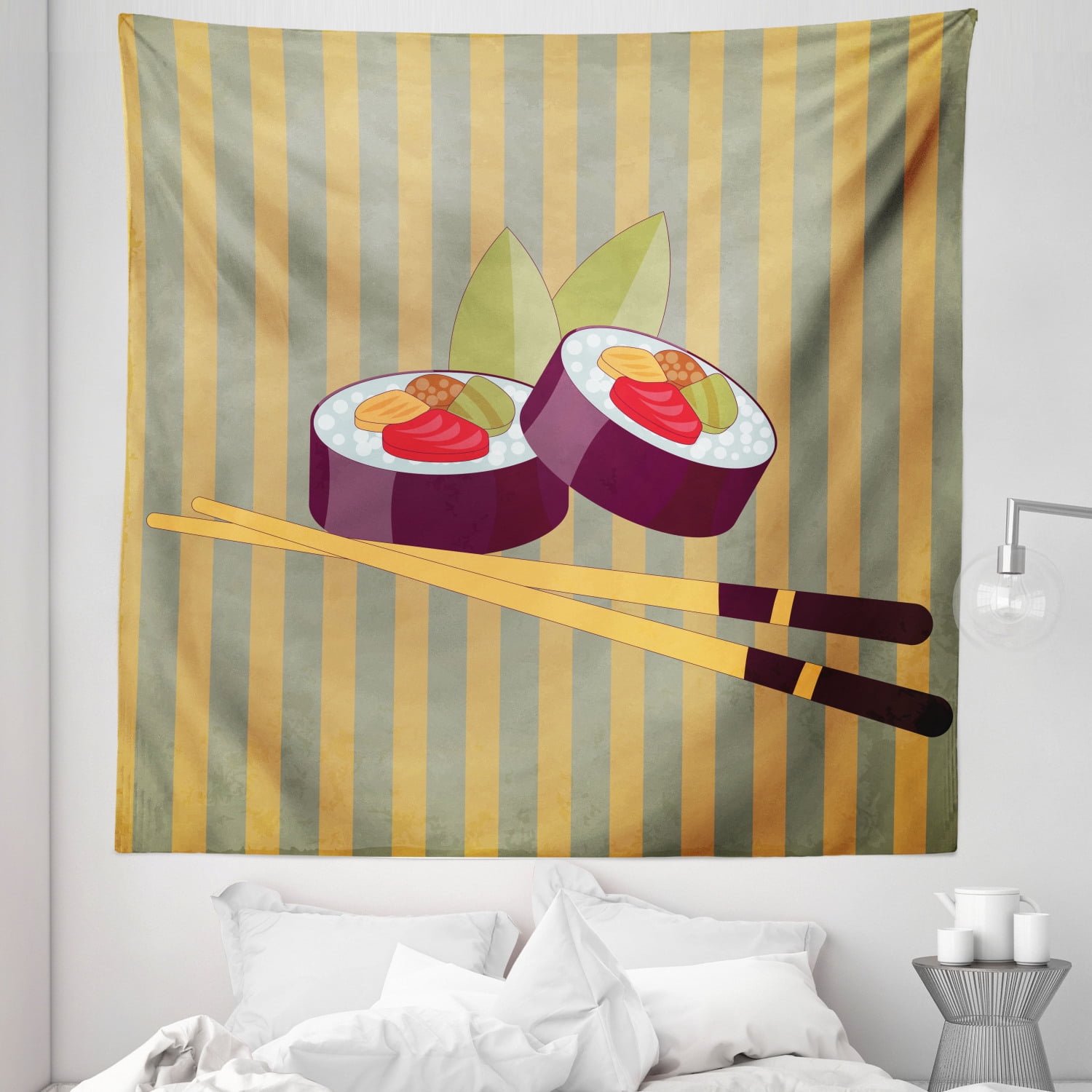 Sushi Tapestry, Japanese Sushi Rolls Avocado and Shrimp Rolled up in ...
