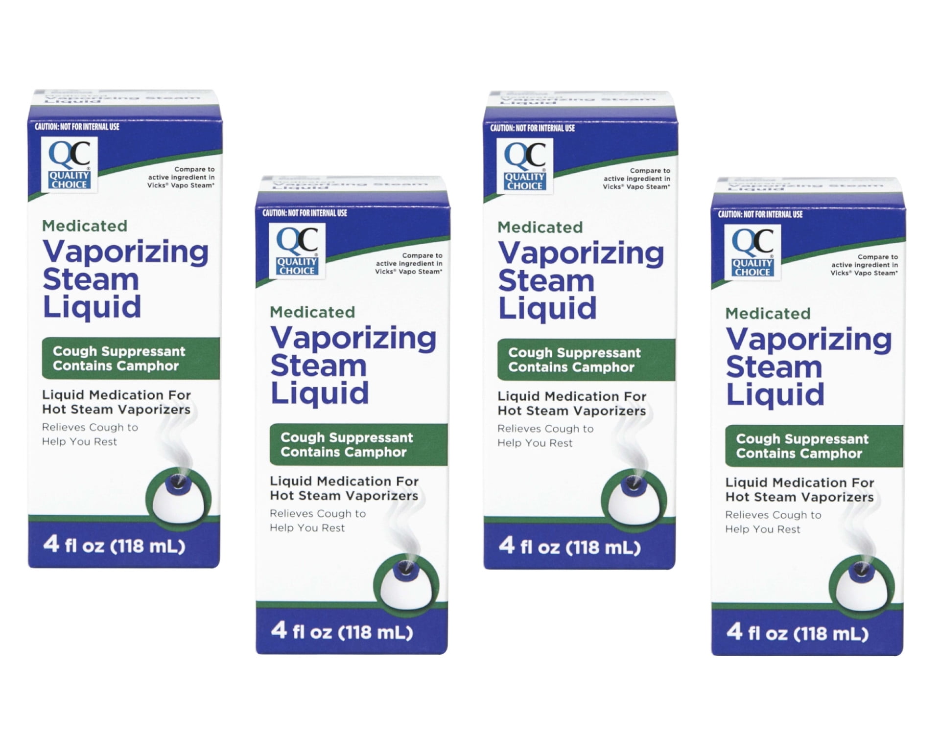 4 Pack Quality Choice Medicated Vaporizing Steam Liquid, 4 Ounces each ...