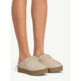 Joyspun Women's Faux Suede Platform Clog Slippers - Walmart.com