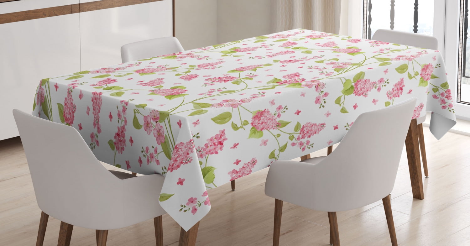 Shabby Chic Tablecloth, Nature Blossoms Buds Flowers Lavenders Florals ...