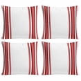 Dark Red and White Striped Pillow Covers Set of 4, Modern Minimalist ...