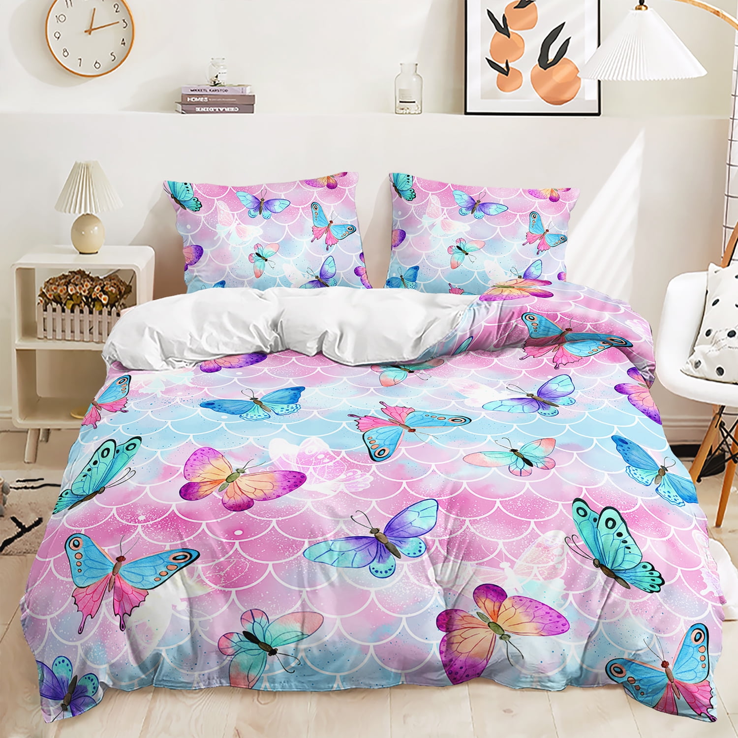 Hosima 3-piece 3D Digital Printed Duvet Cover,Butterfly Series Quilt ...