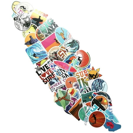 Cool Stickers Surf Stickers(50Pcs),Laptop and Water Bottle Decal ...