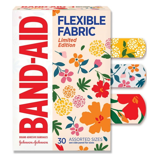 Band-Aid Brand Flexible Fabric Bandages, Wildflower, Assorted, 30 ct ...