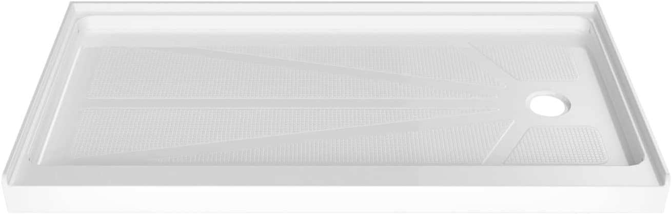 CKB 60 in. L x 30 in. W Right Drain Shower Base, Single Threshold ...