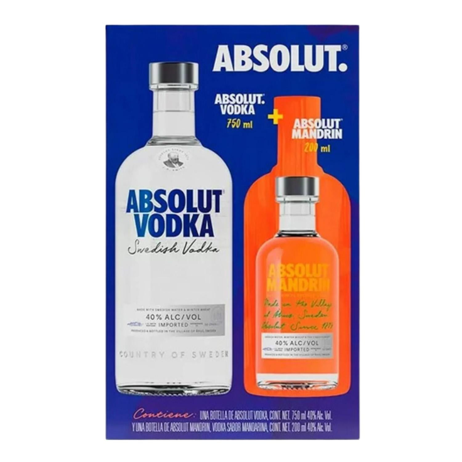 Pack de 6 Vodka Absolut Azul 750 ml + Mandarin 200 ml | Walmart en línea
