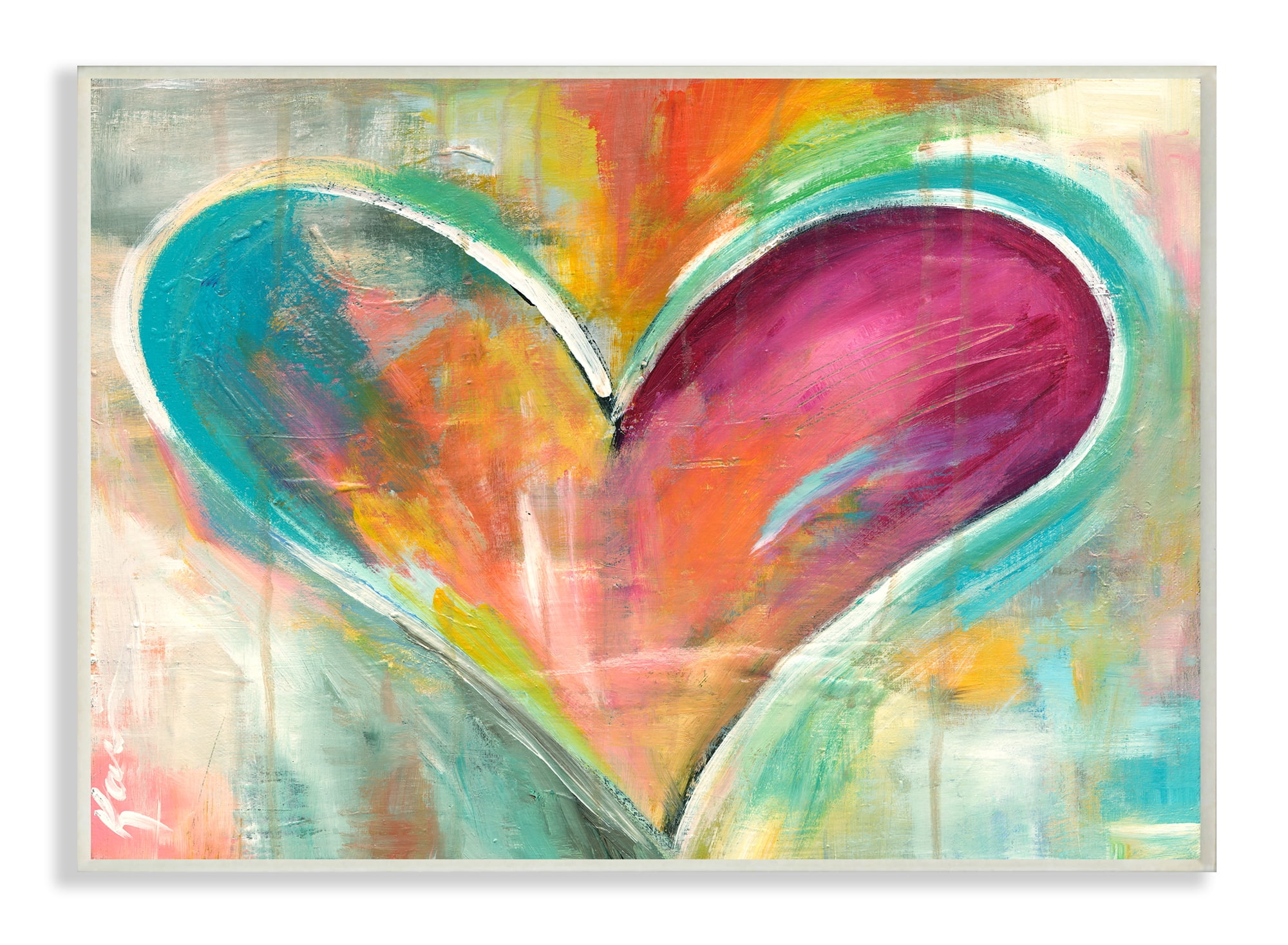 Grace 10x10 Colorful Heart Abstract Painting on Canvas Panel Art ...
