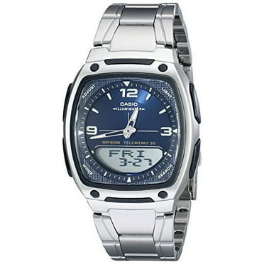 Casio Men's Stainless Steel Analog-Digital Sport Watch, Blue Dial AW81D ...