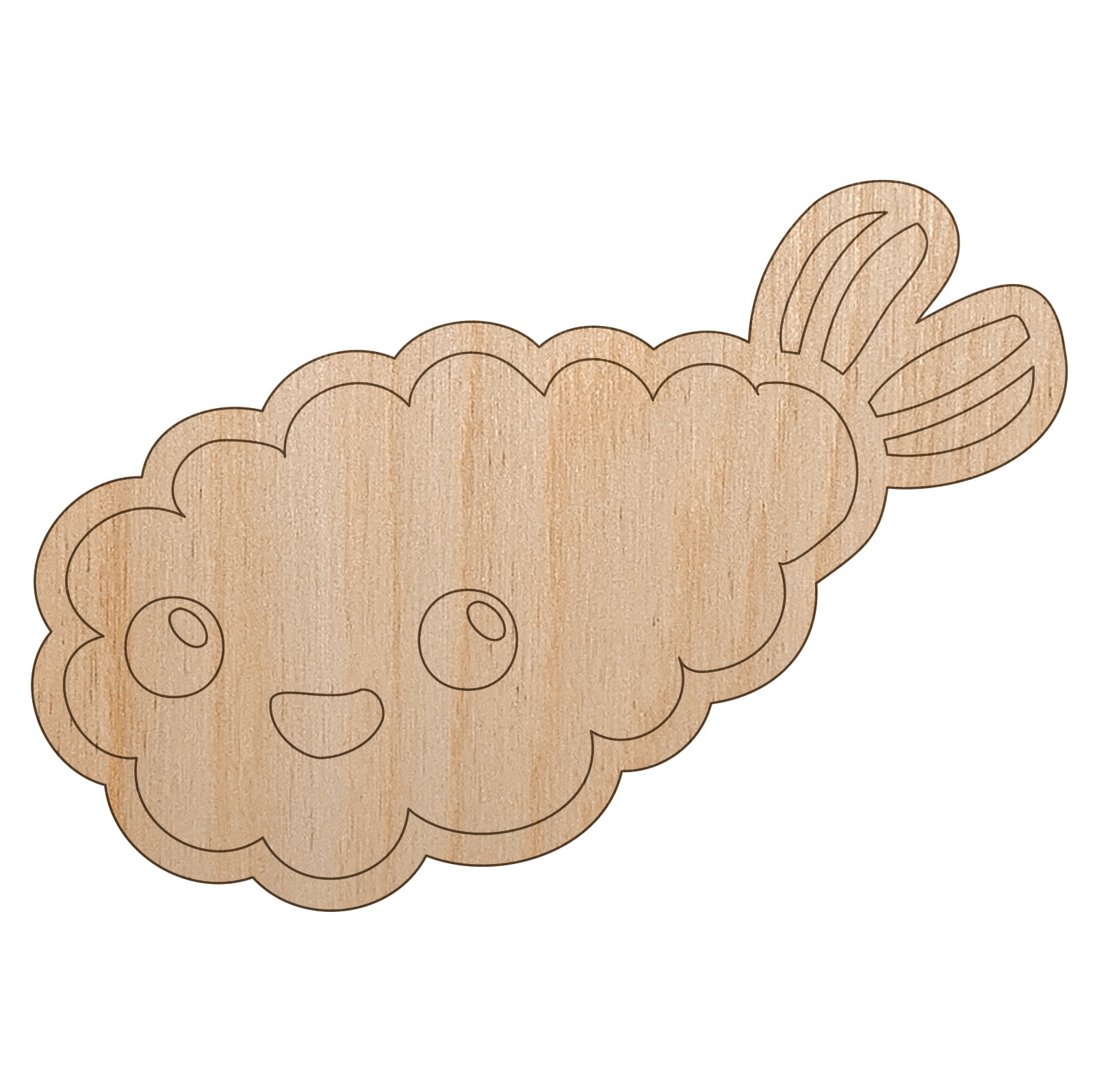 Kawaii Cute Shrimp Tempura Ebi Wood Shape Unfinished Piece Cutout Craft ...