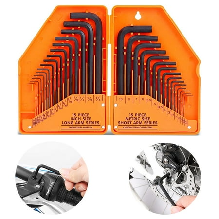 Hex Key Set, Allen Wrench Set Inch/Metric 30-Piece MM(0.7mm-10mm) SAE(0.028"-3/8), High ...