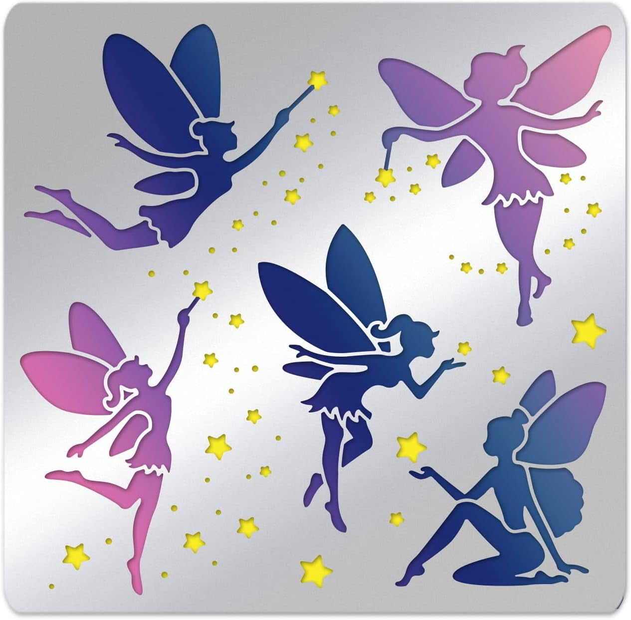 Fairy Metal Stencil 6x6 inch Stainless Steel Elves Stars Painting ...
