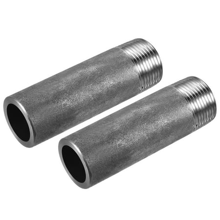 Uxcell 2 Pack Weld Coupling Carbon Steel 1NPT Male Partial Threaded ...